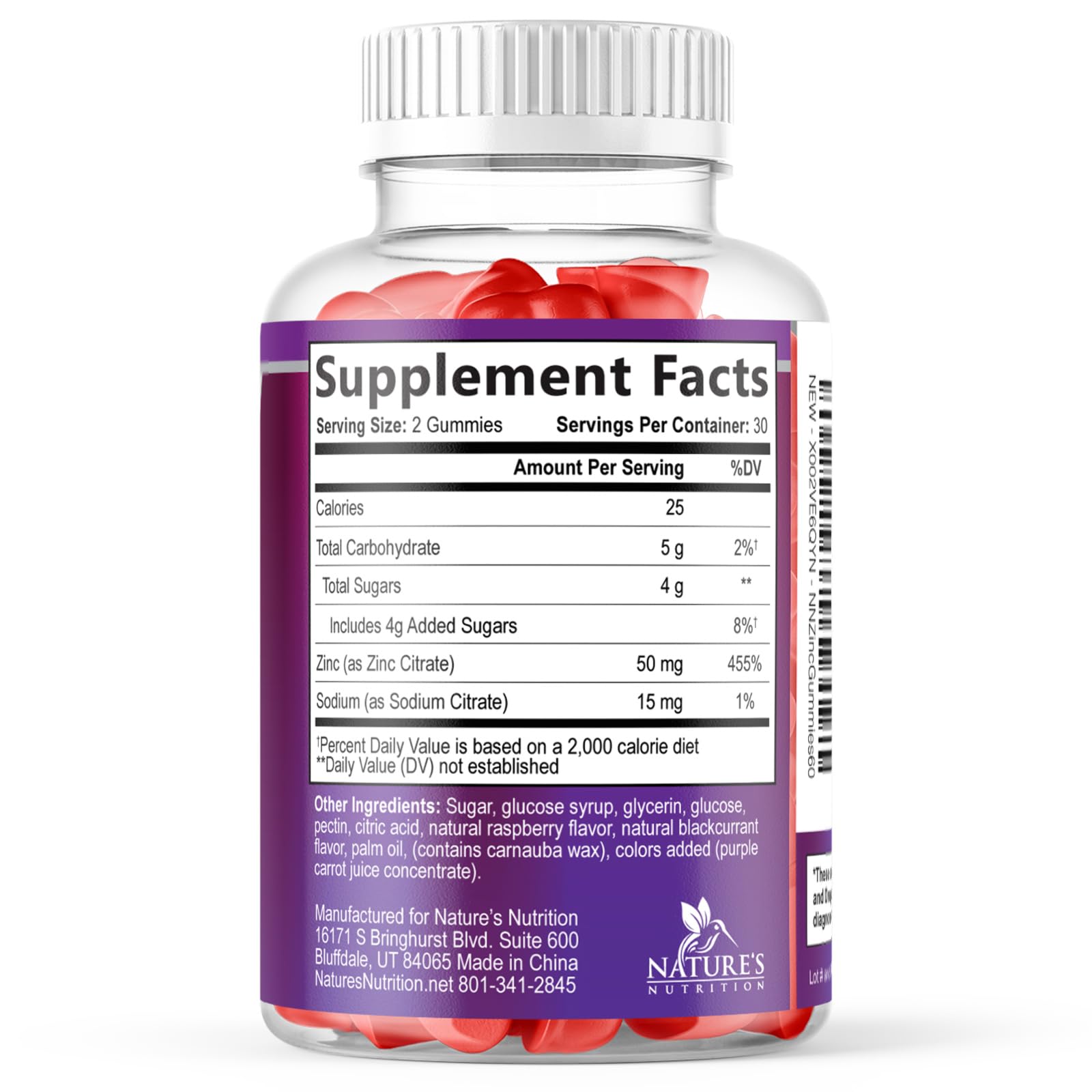 zinc gummies with no artificial flavors