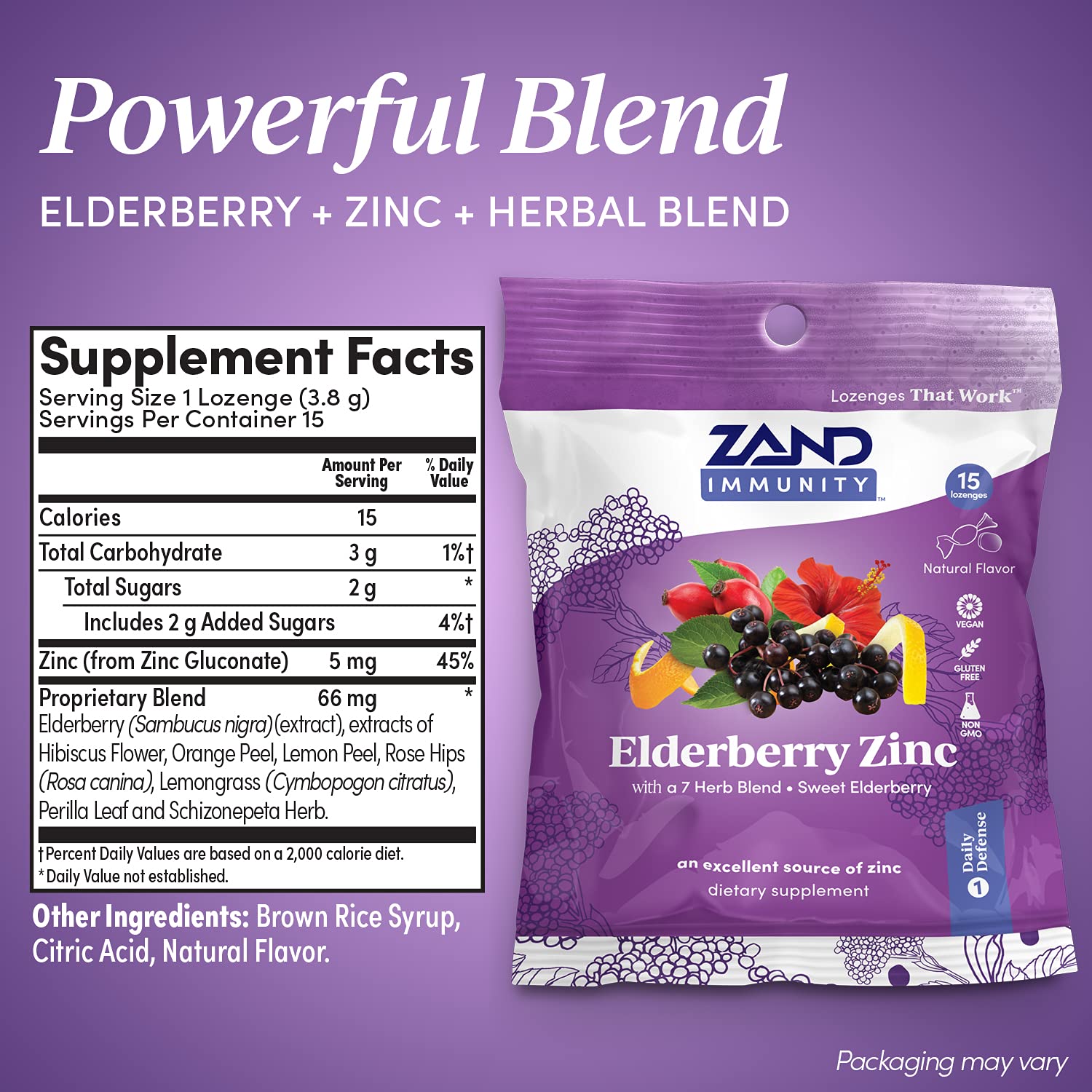 Zinc infused elderberry throat relief