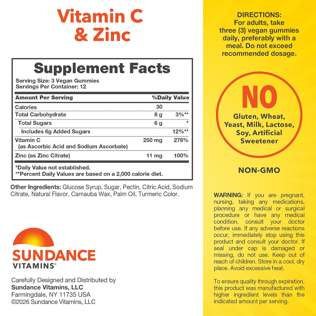 Zinc infused vitamin C gummies