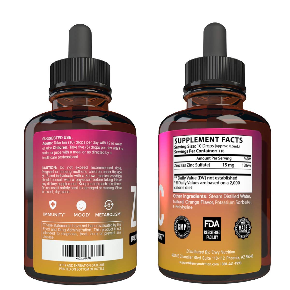 Zinc liquid for metabolism boost