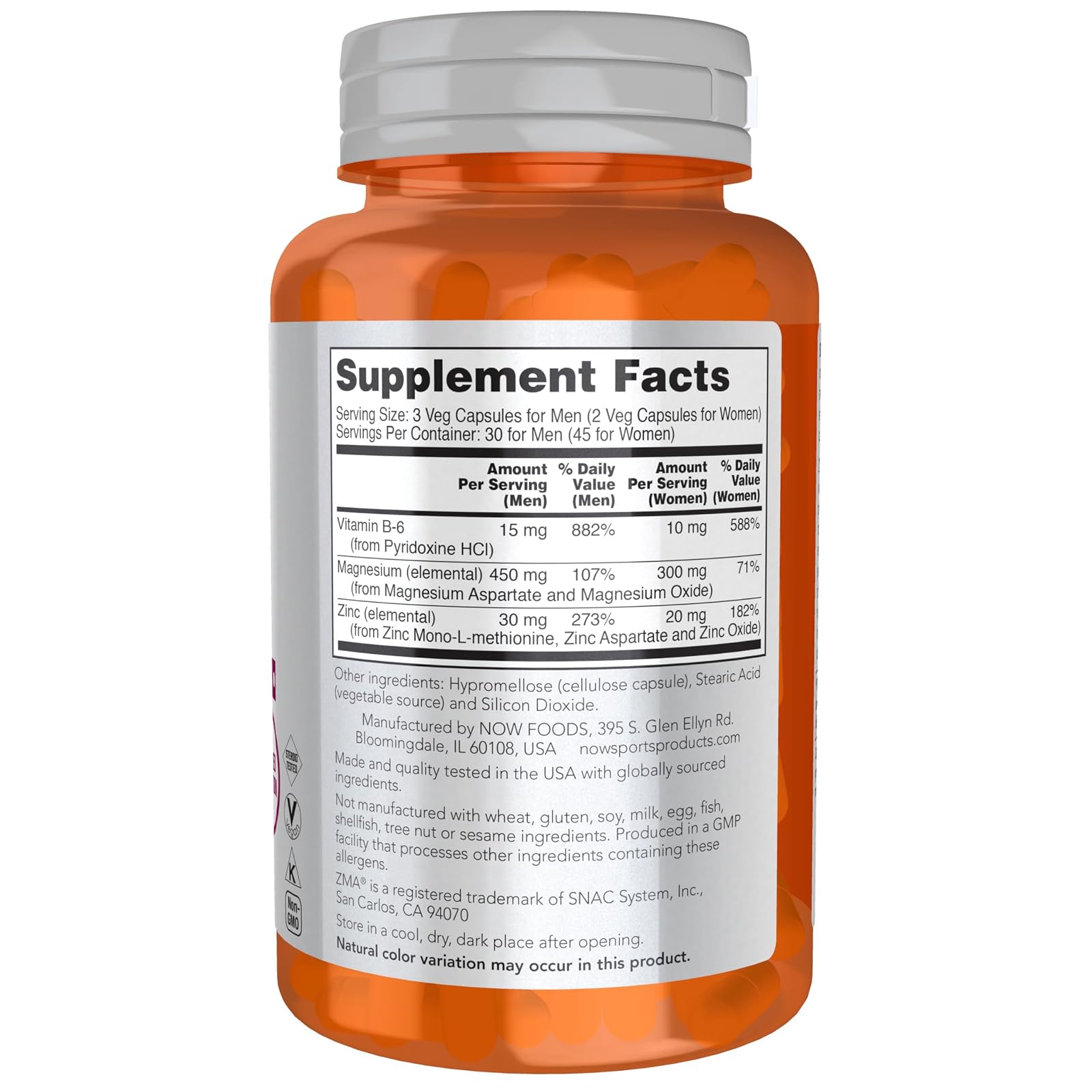 Zinc magnesium vitamin B-6 supplement