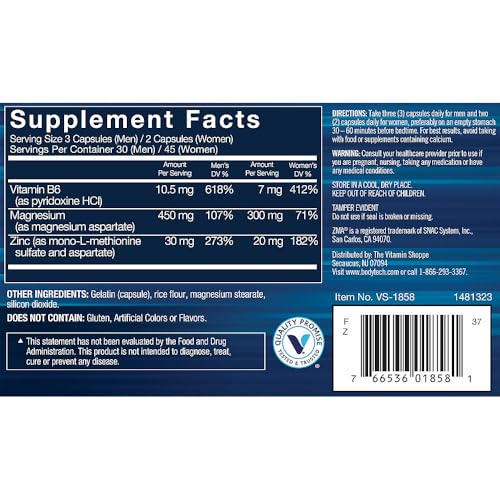 Zinc magnesium vitamin B6 for better sleep