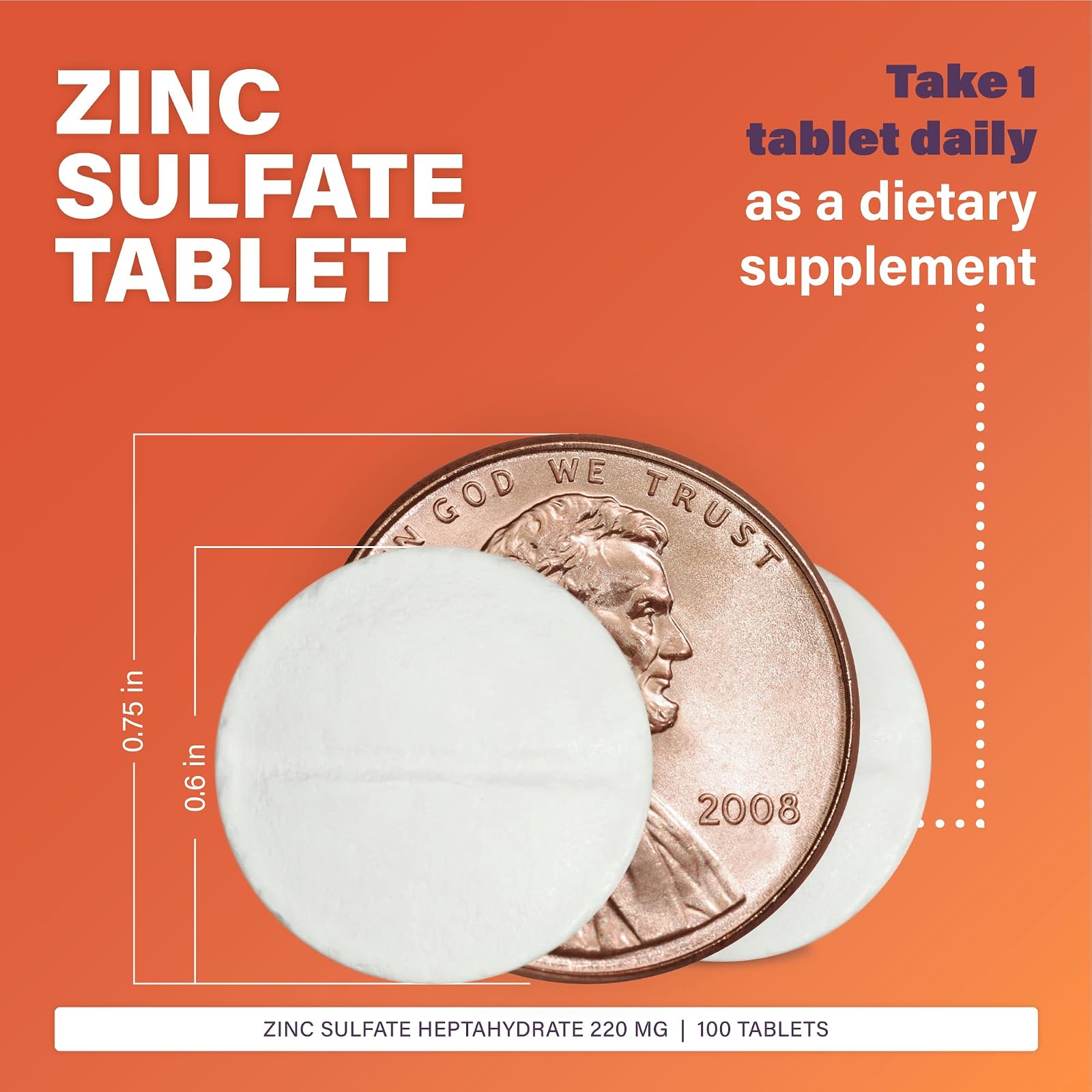 Zinc sulfate for overall health support