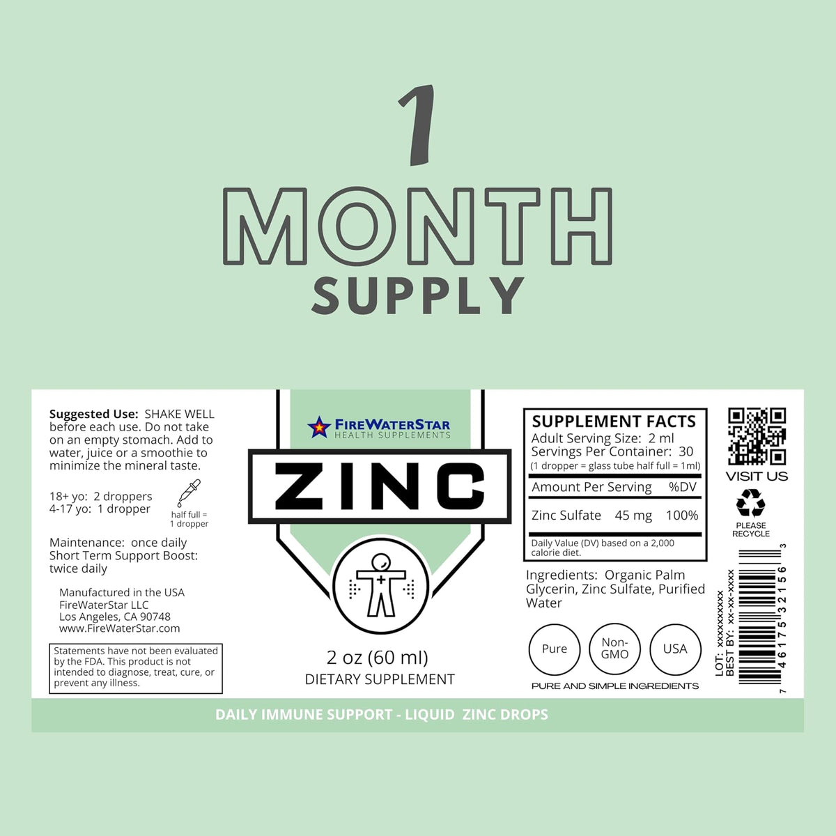 Zinc sulfate liquid supplement for health
