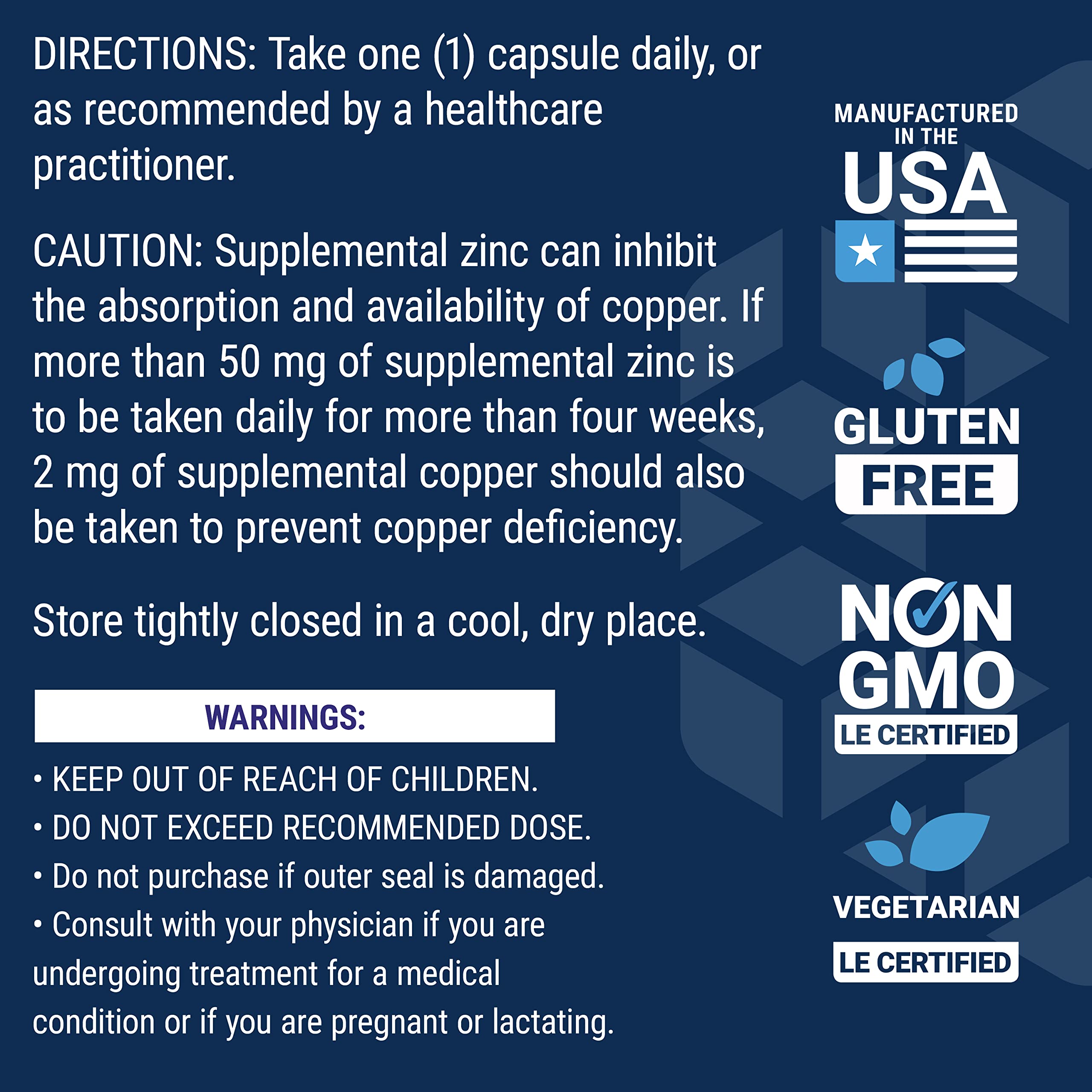 Zinc supplement for vegetarians