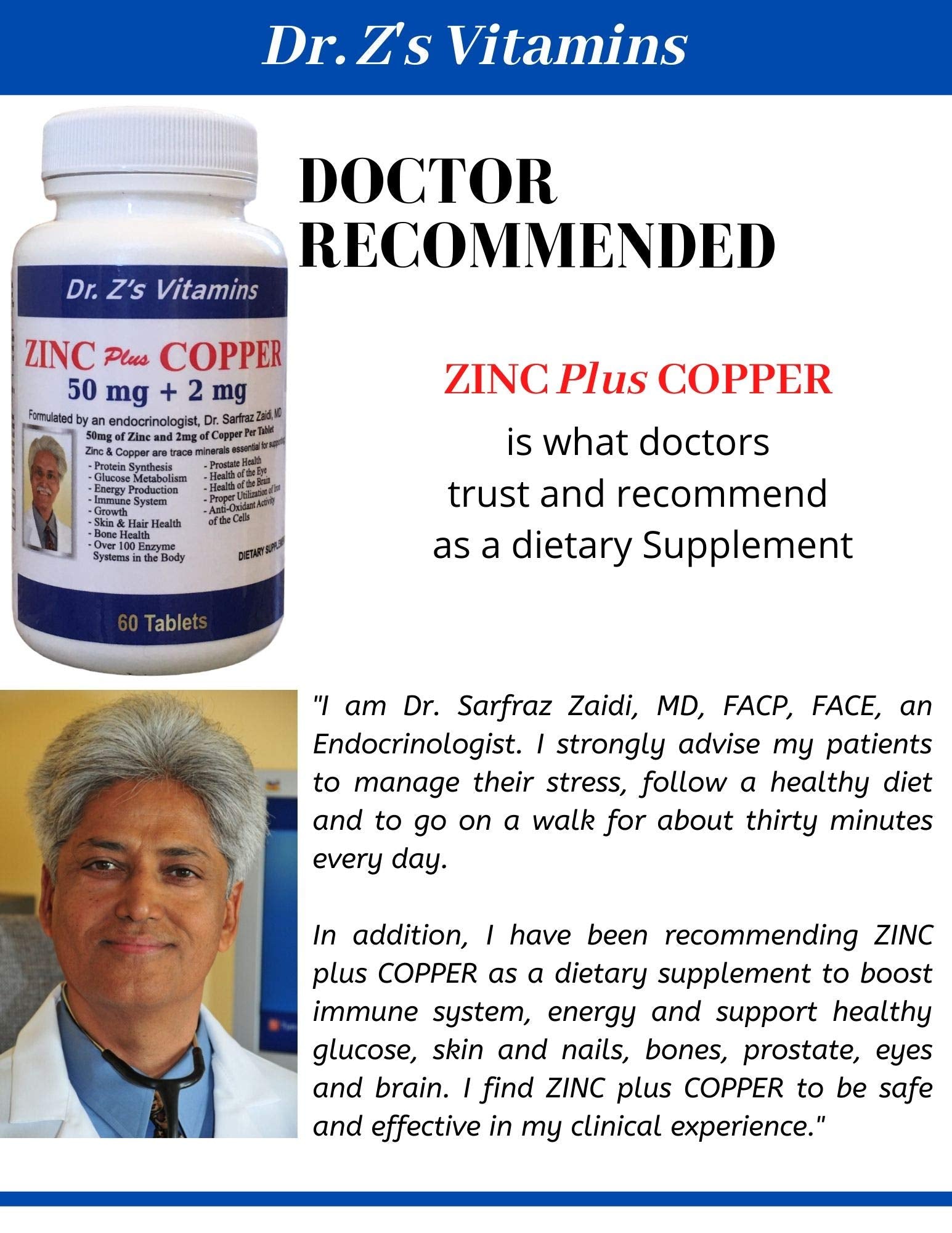 Zinc tablets for enhanced energy levels