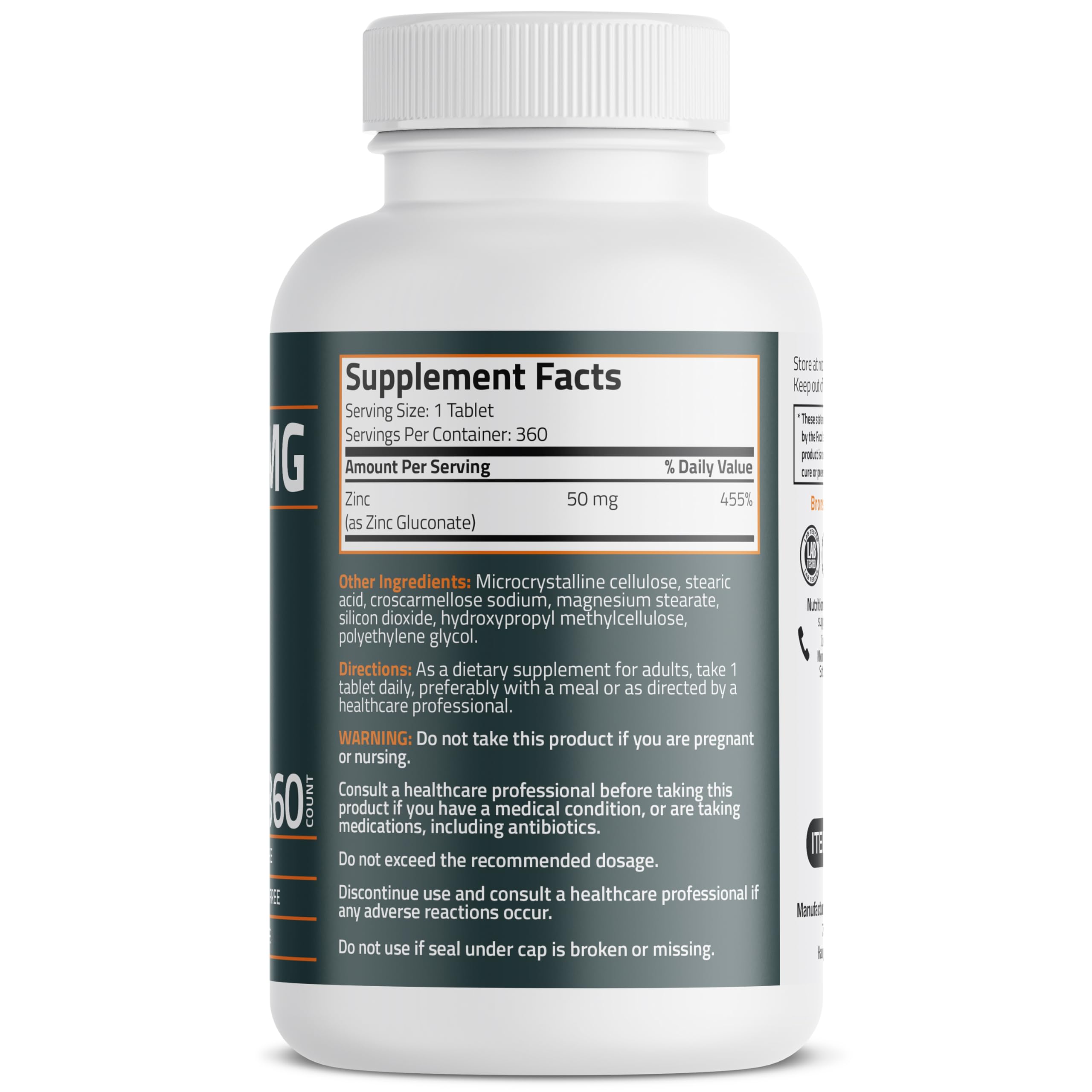 Zinc tablets for skin health