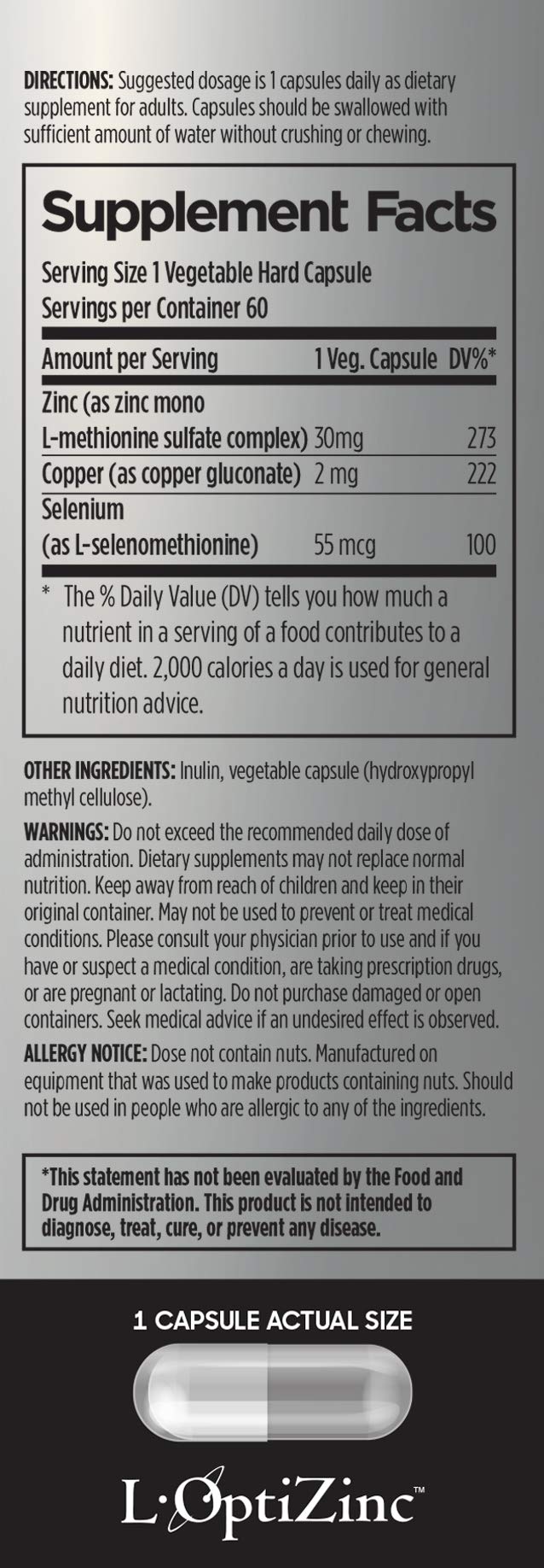 Zinc vitamin for immune support