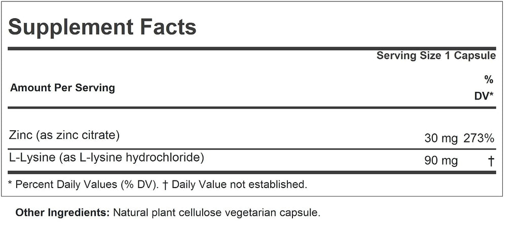 Zinc with L-Lysine for immune support
