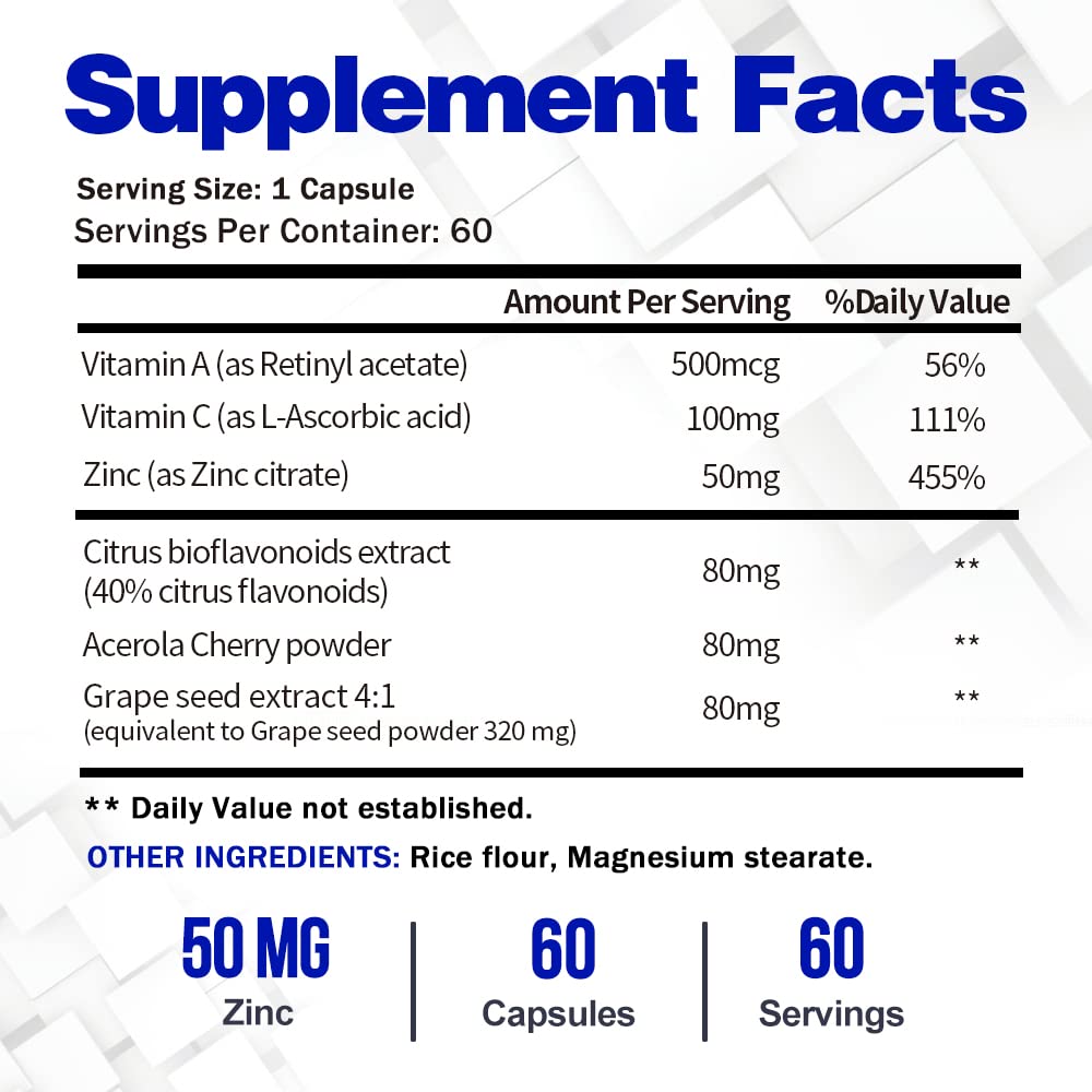 Zinc with vitamin A and C benefits