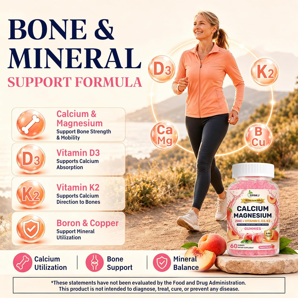 ZIPINKJ calcium gummies for daily health