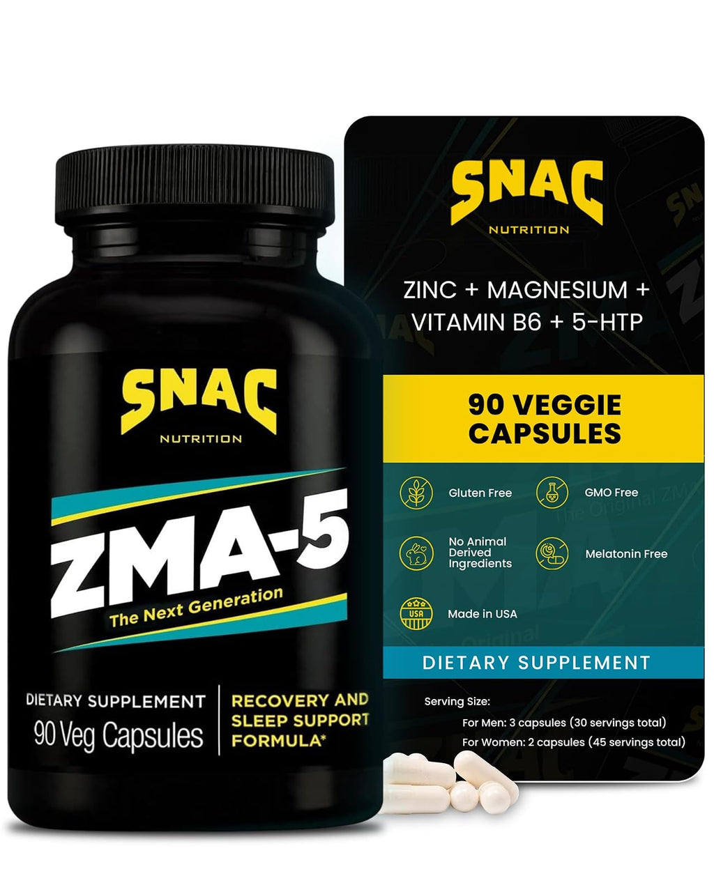 ZMA-5 mineral supplement capsules