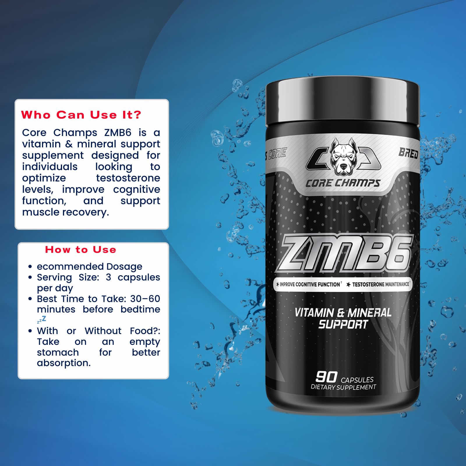 ZMB6 blended vitamin & mineral supplements for enhanced focus