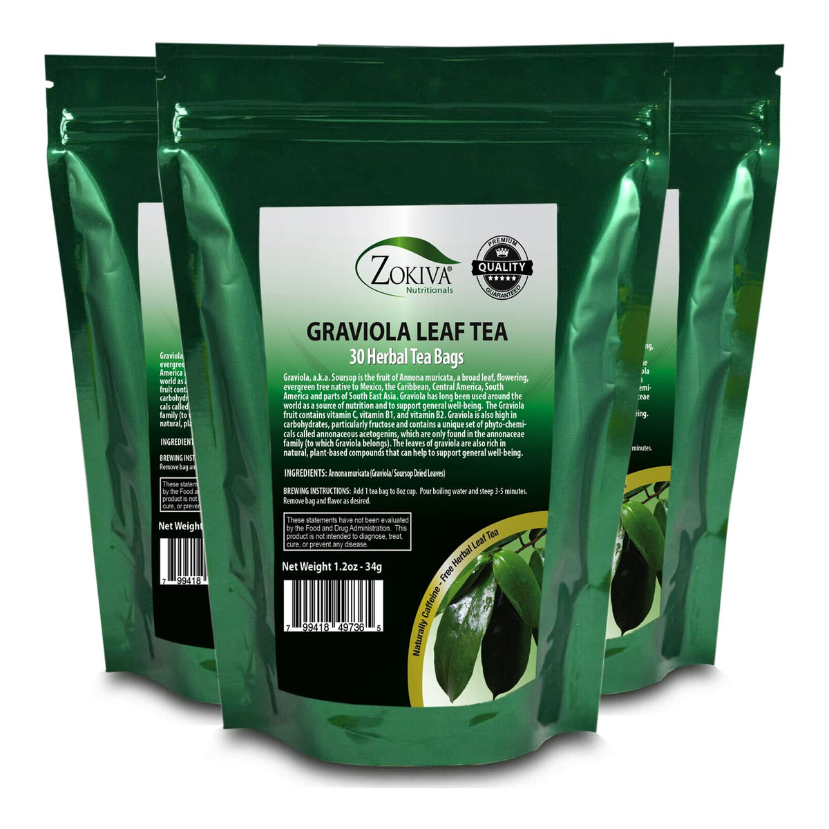 Zokiva Graviola Soursop herbal tea bags