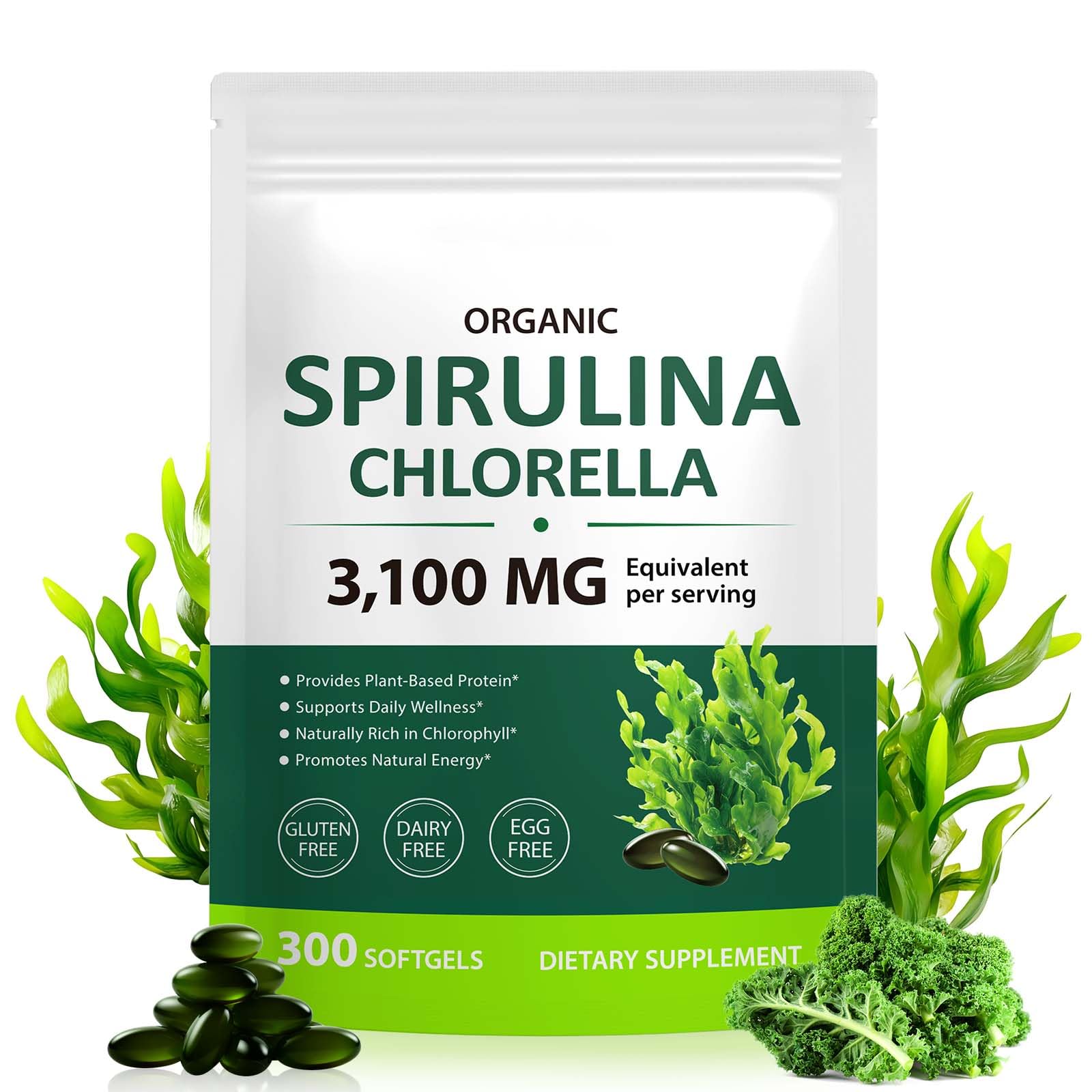 ZUZOKKAHA spirulina chlorella softgels